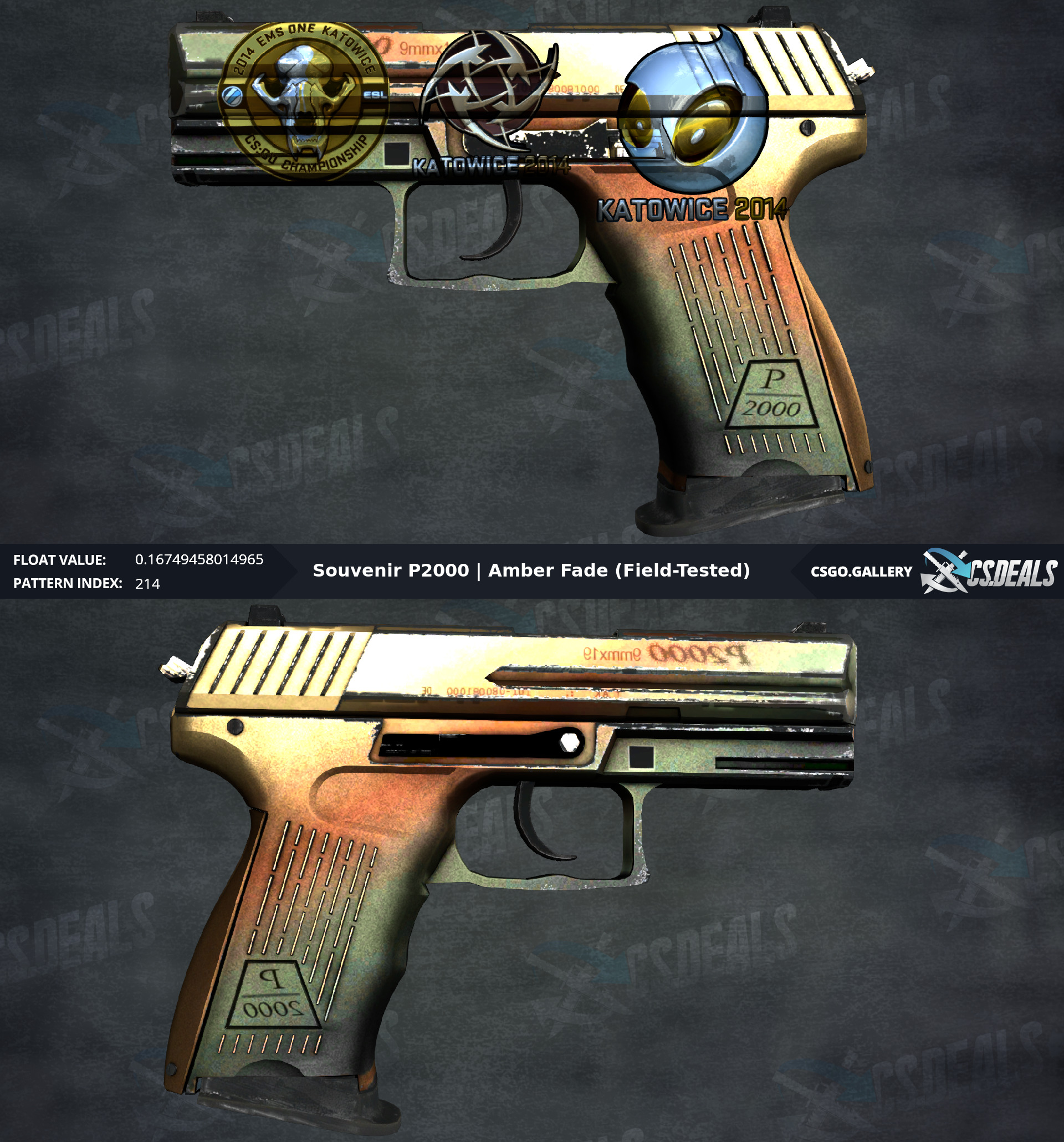 [PC] Katowice 2014 Souvenir P2000 Amber Fade (with a perfect placement ...